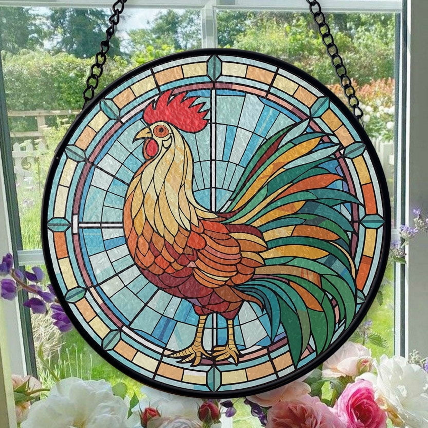 Hanging Stained Glass for Windows Rooster Pet Memorial - Stained Glass ...