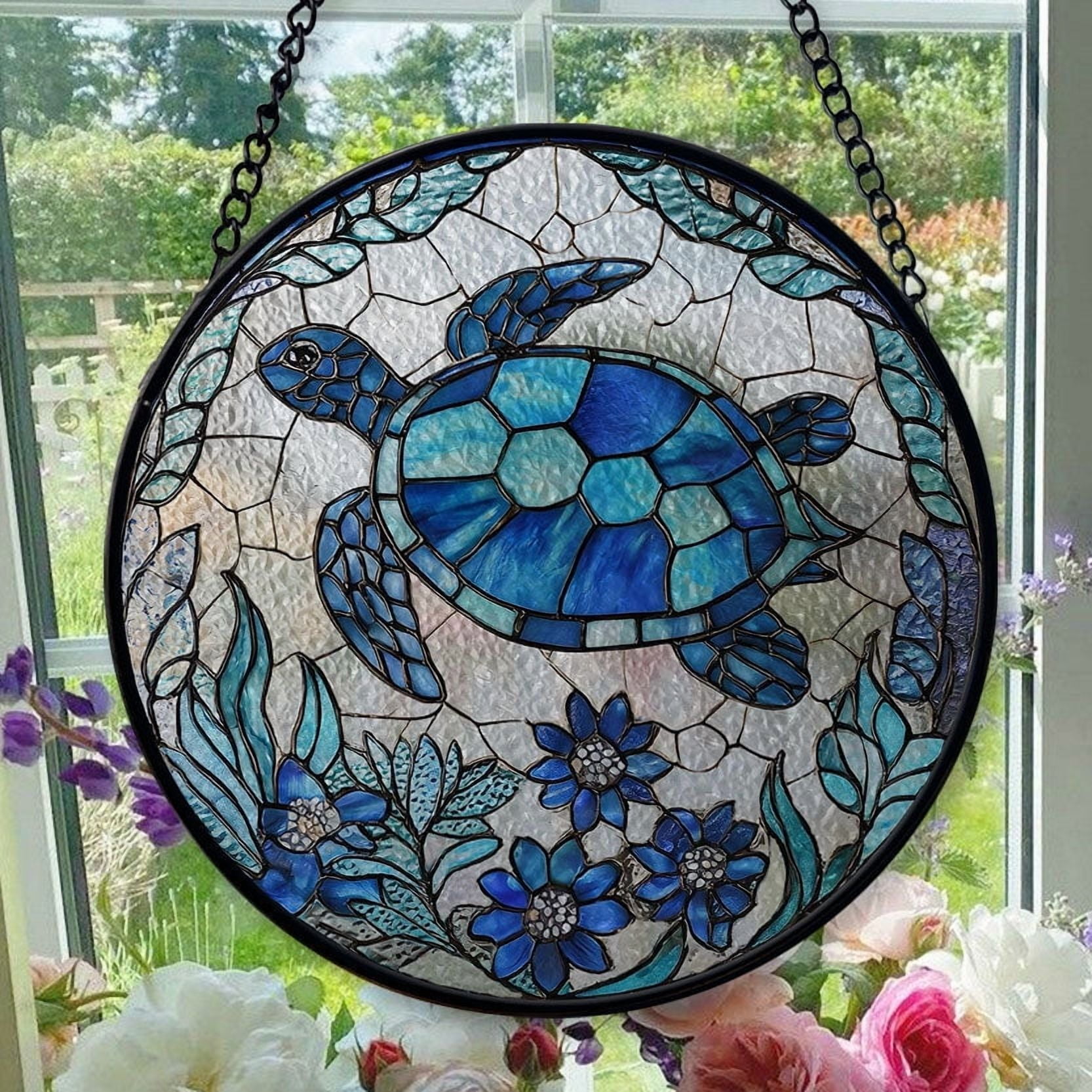 Hanging Stained Glass for Windows Sea Turtle - Stained Glass for ...