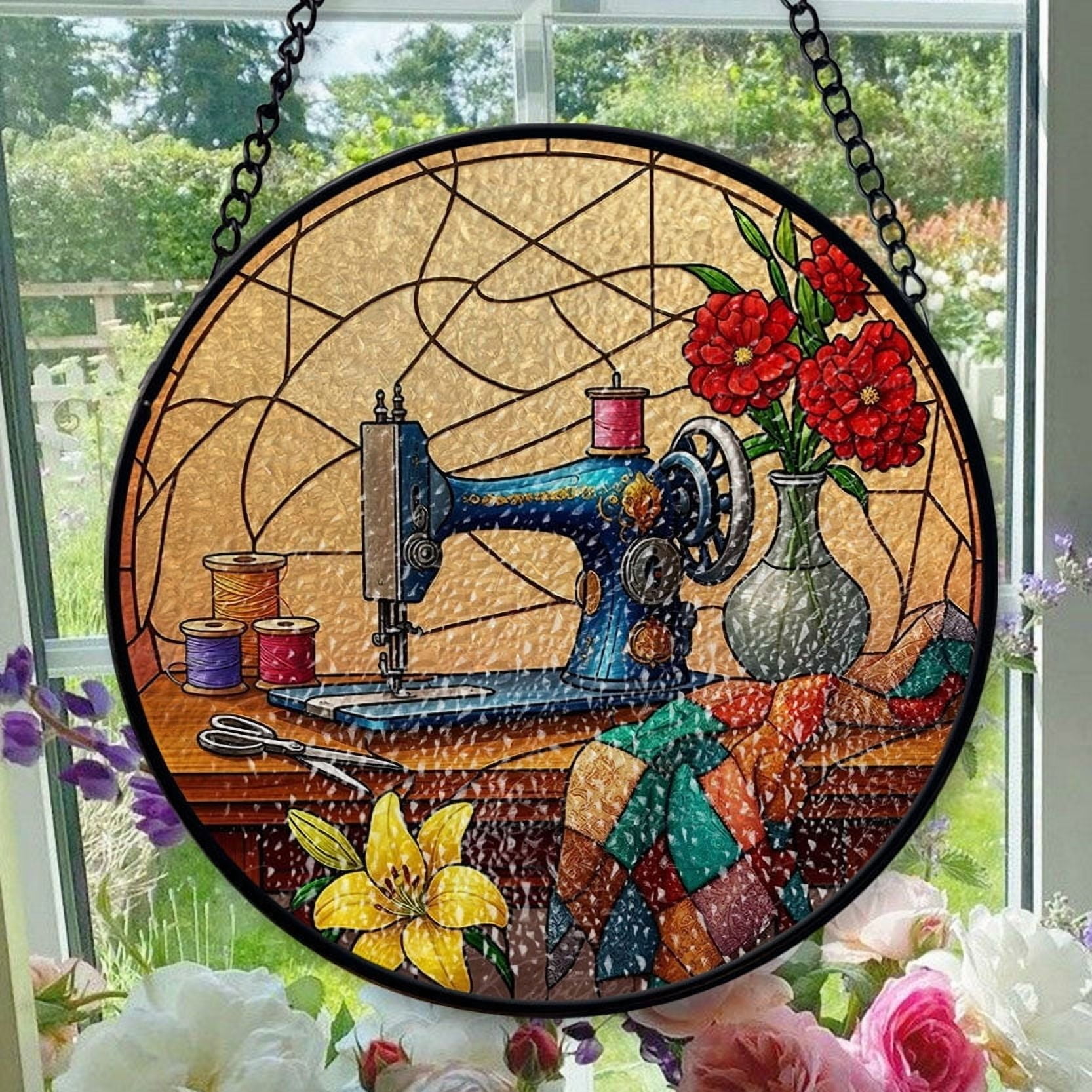 Hanging Stained Glass for Windows Sewing Machine - Stained Glass for ...