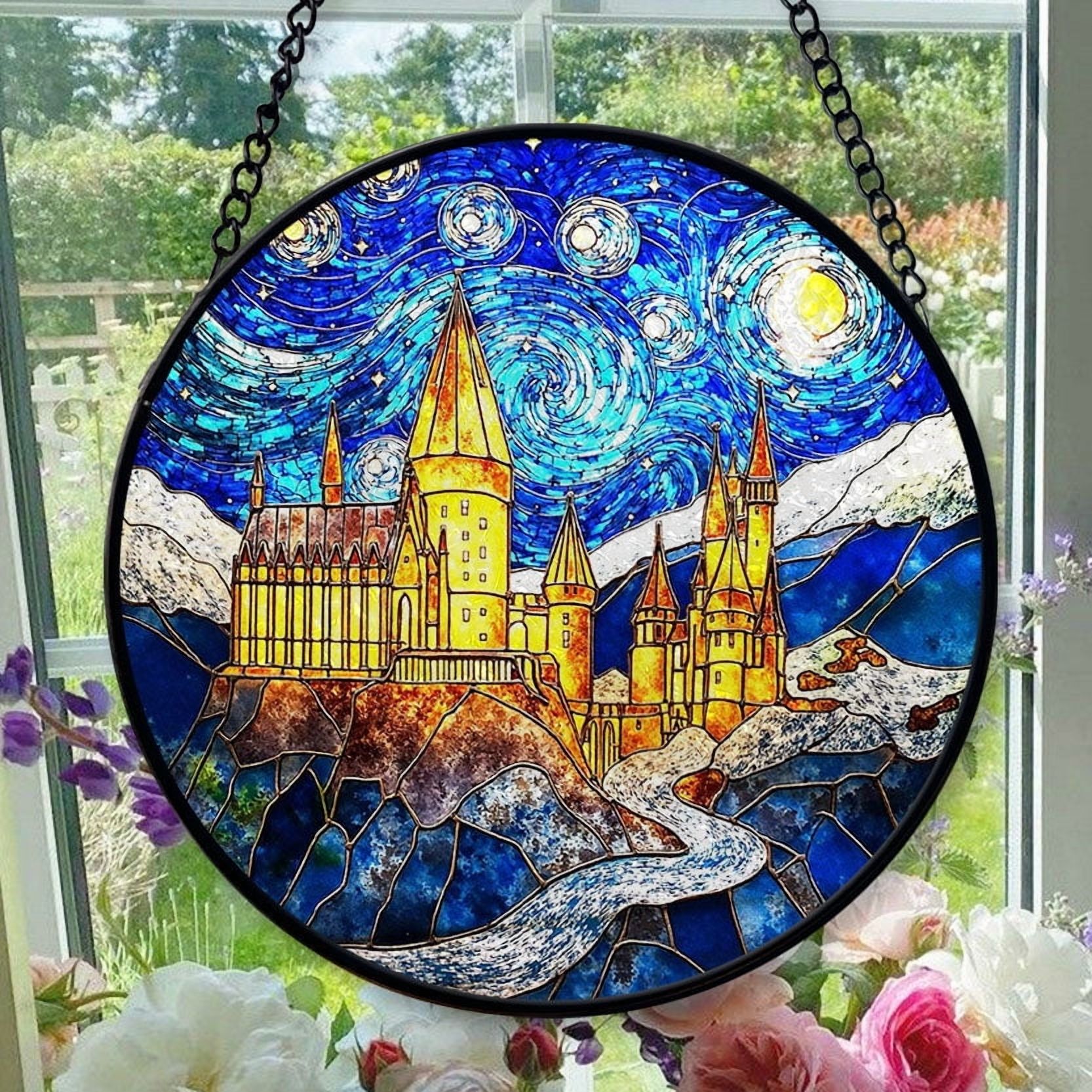 Hanging Stained Glass for Windows Wizard School - Stained Glass for ...