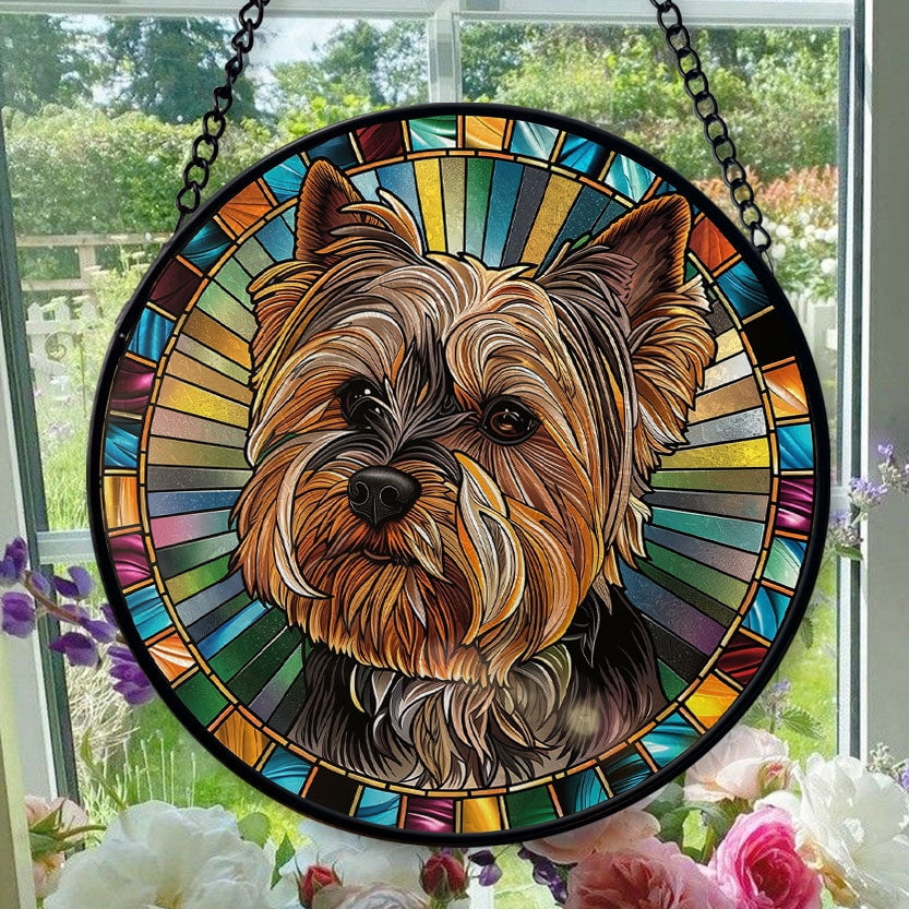 Hanging Stained Glass for Windows Yorkshire Terrier - Stained Glass for ...