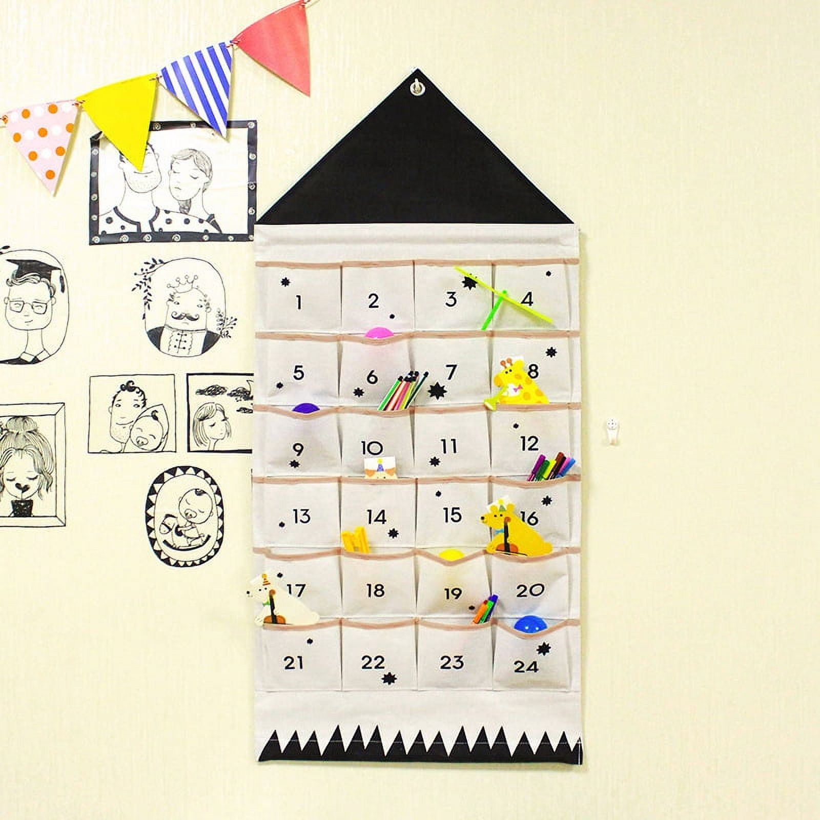 Hanging Storage Bags,-Calendar,Fabric -Calendar with 24 Pockets,for ...