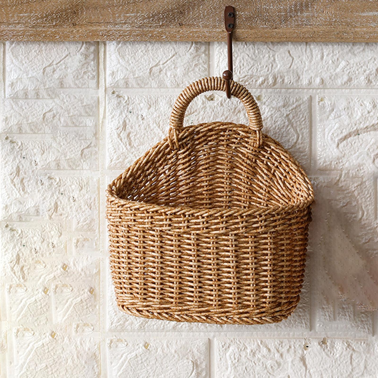 Hanging Storage Basket with Handle Handmade Woven Multifunctional ...