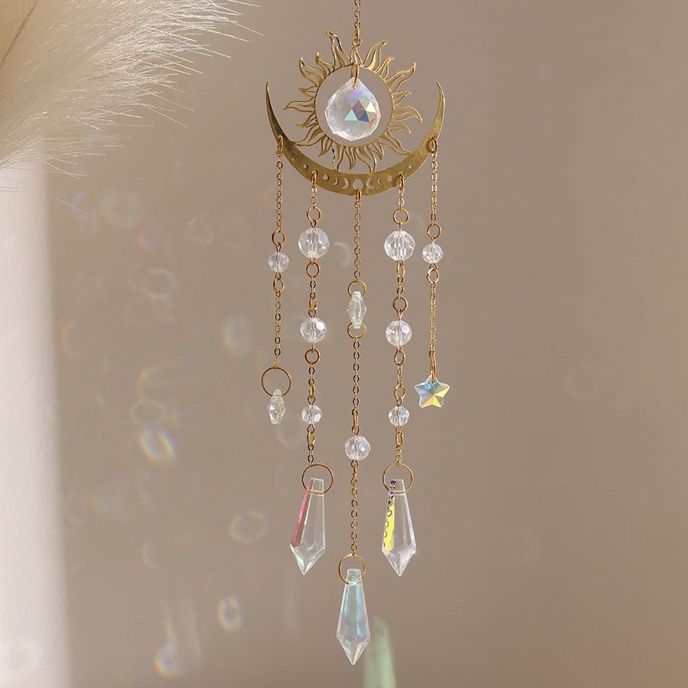 Hanging Sun Catcher Crystal Teardrop Chandelier Wind Chime Prisms Sun ...