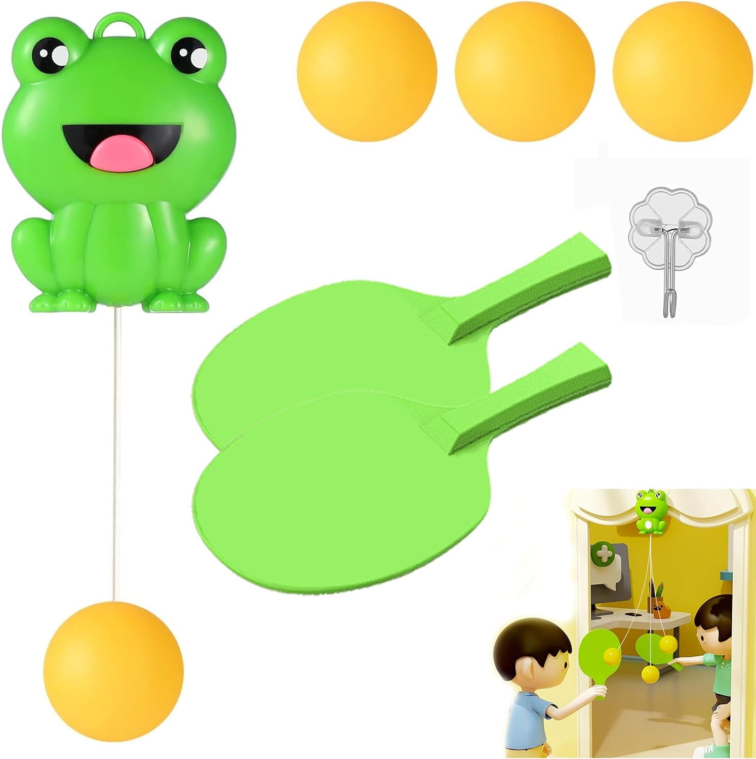 Hanging Table Tennis Trainer, Portable Ping Pong Paddle Set for Kids ...