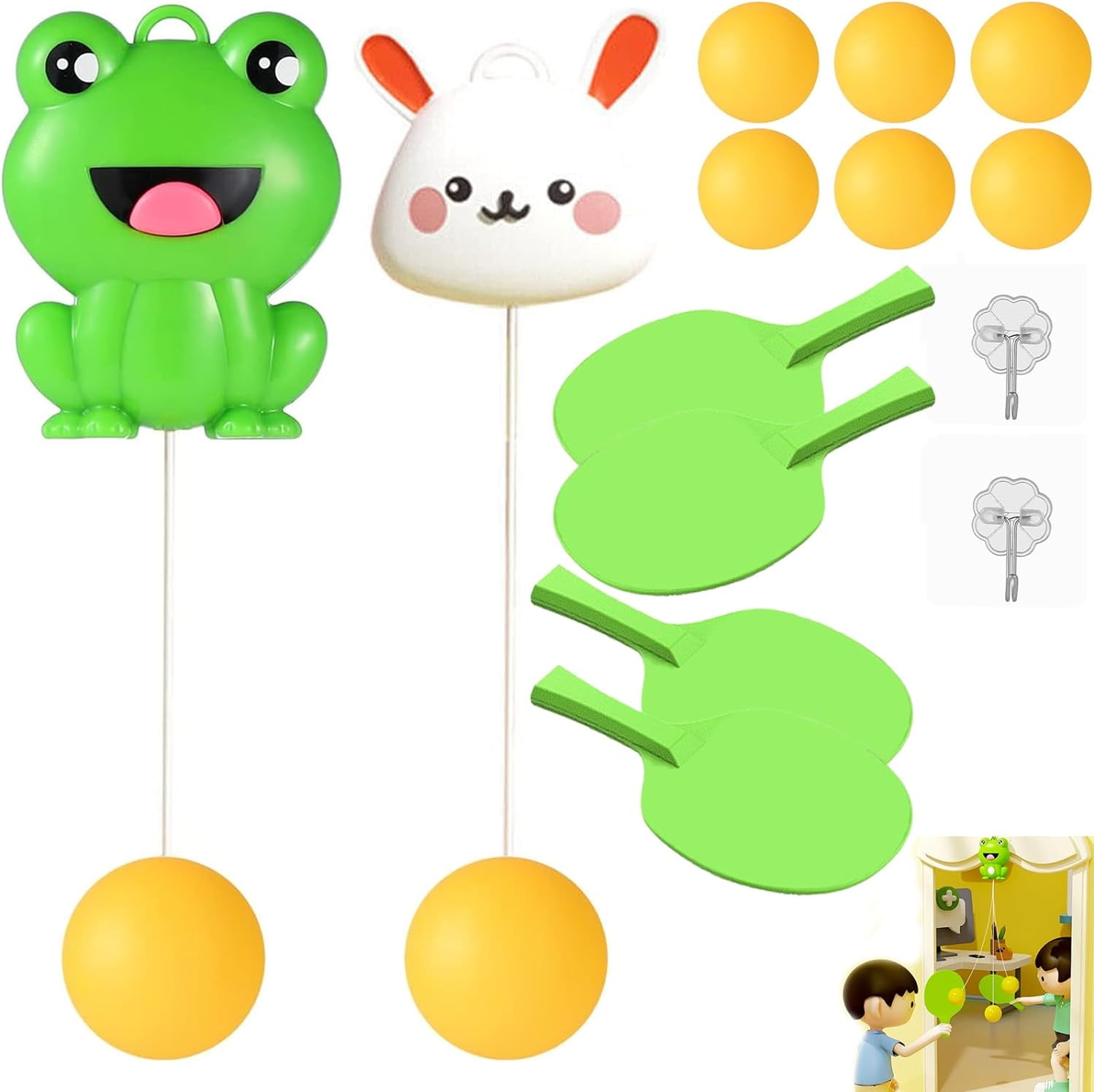 Hanging Table Tennis Trainer, Portable Ping Pong Paddle Set for Kids ...