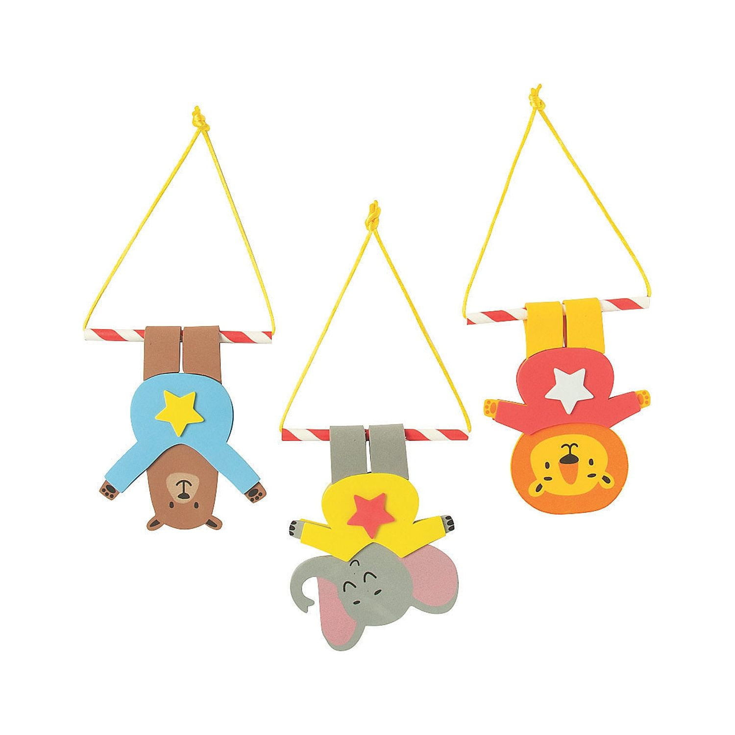 Hanging Trapeze Animals Craft Kit, Makes 12, Craft Kits, Party Supplies ...