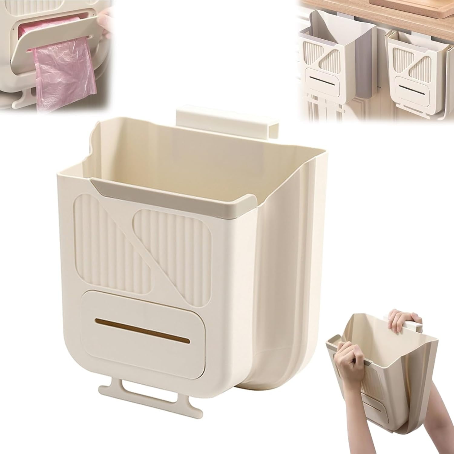Hanging Trash Can for Kitchen Cabinet Door,Collapsible Trash Can ...
