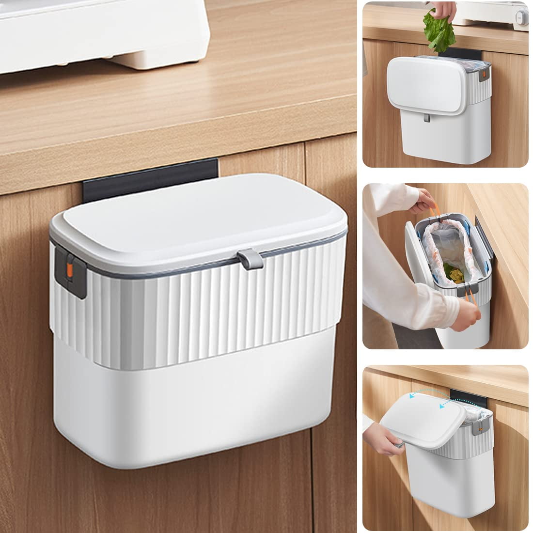 SIDIANBAN Hanging Trash Can 1.8 Gallon Bathroom Garbage Can ...