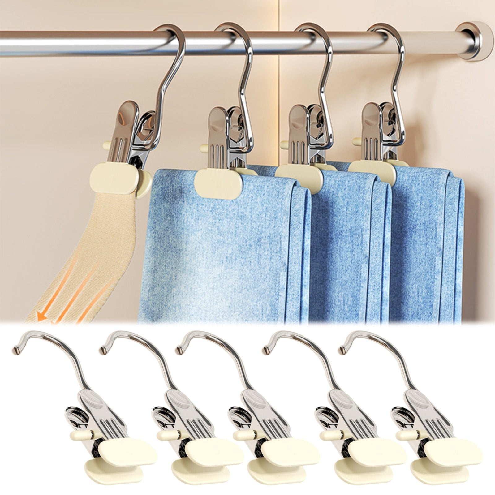Hanging Travel Hooks 5 Pieces White, Anti Clip Saving Clothespin Hat ...