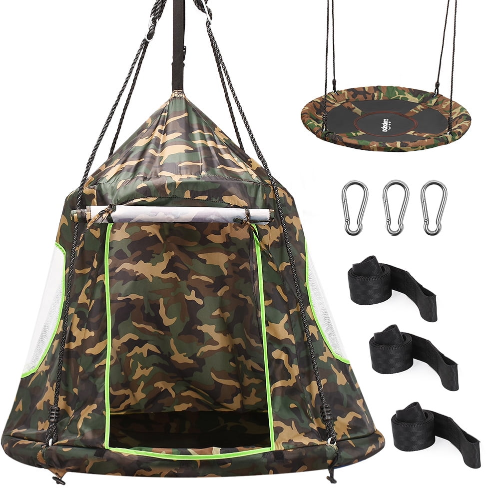 Hanging Tree Swing, 2 in 1 Detachable Saucer Tree Swing Play House Tent ...
