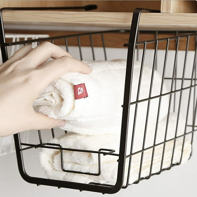 Hanging Under Shelf Storage Basket - Under Cabinet Desk Storage Shelf ...