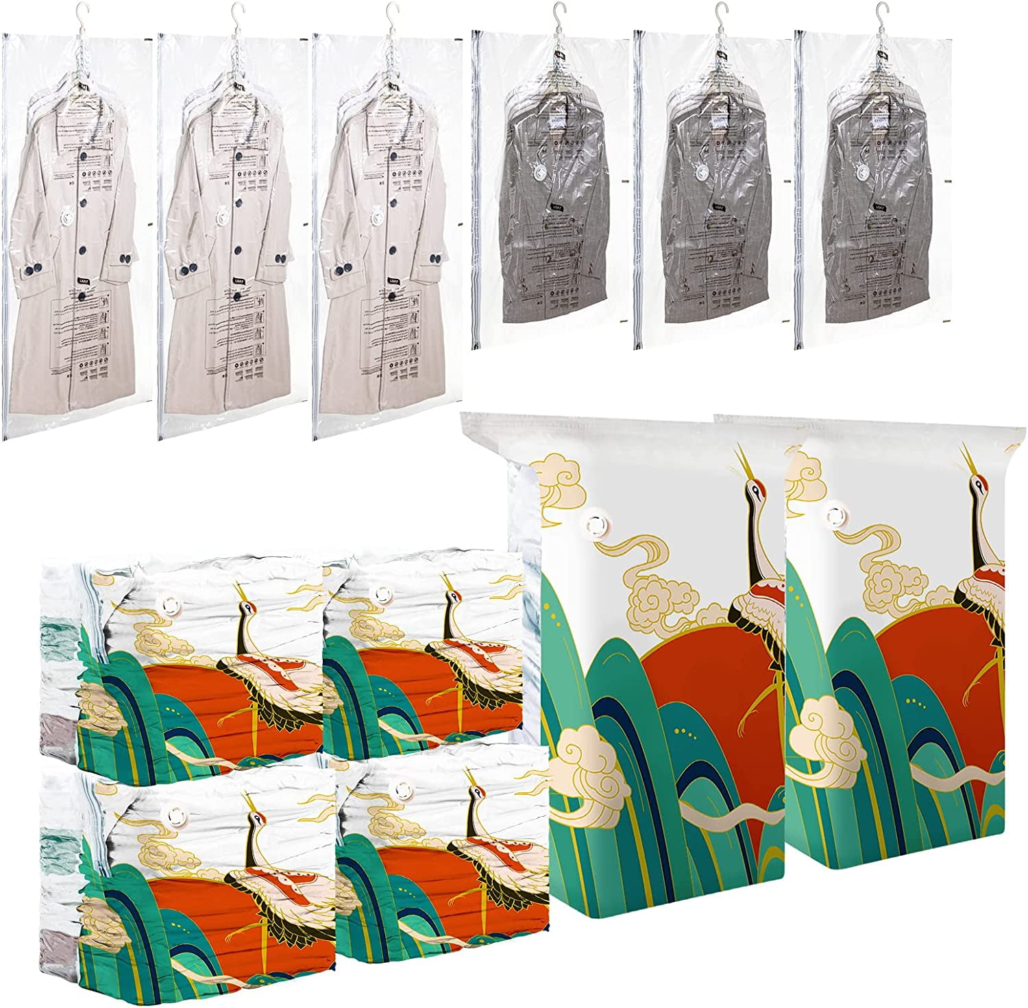 Hanging Vacuum Storage Space Saver Bags for Clothes, Closet Organizers ...