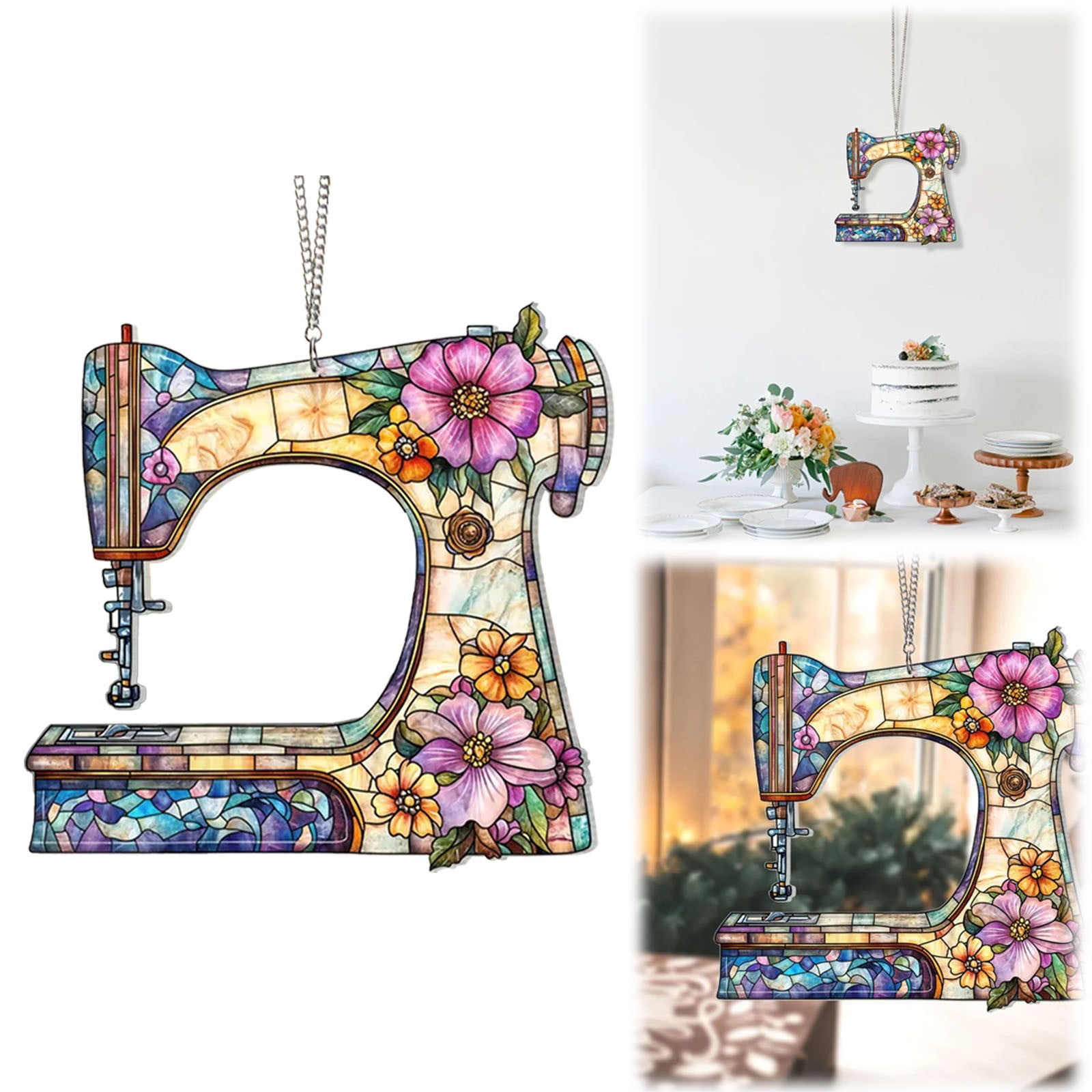 Hanging Wall Decor,2D Cute Sewing Machine Ornament Acrylic Sewing Room ...