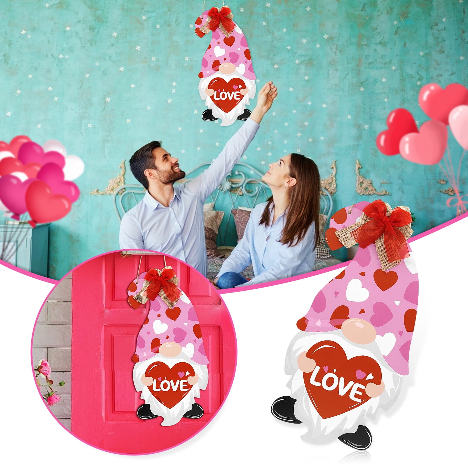 Hanging Wall Decor,Fashion Valentine's Day Dwarf Doll Printed Door Sign ...