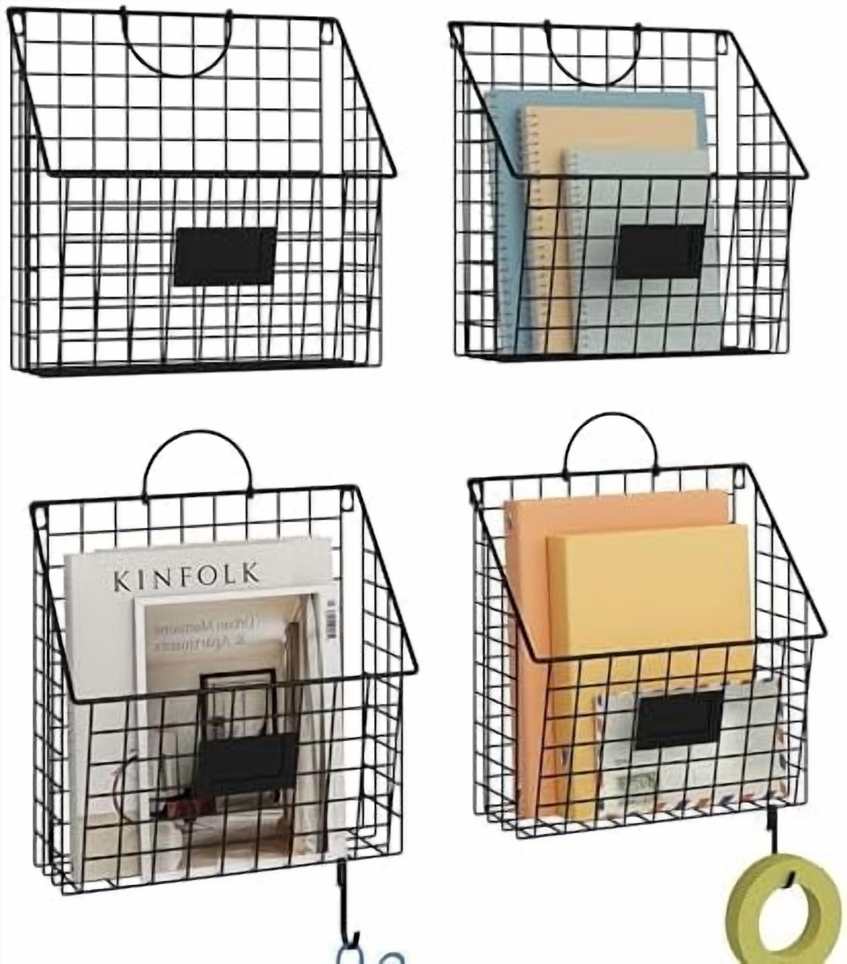 Hanging Wall File Holder Organizer Metal Wall Mount File Folders Holder ...