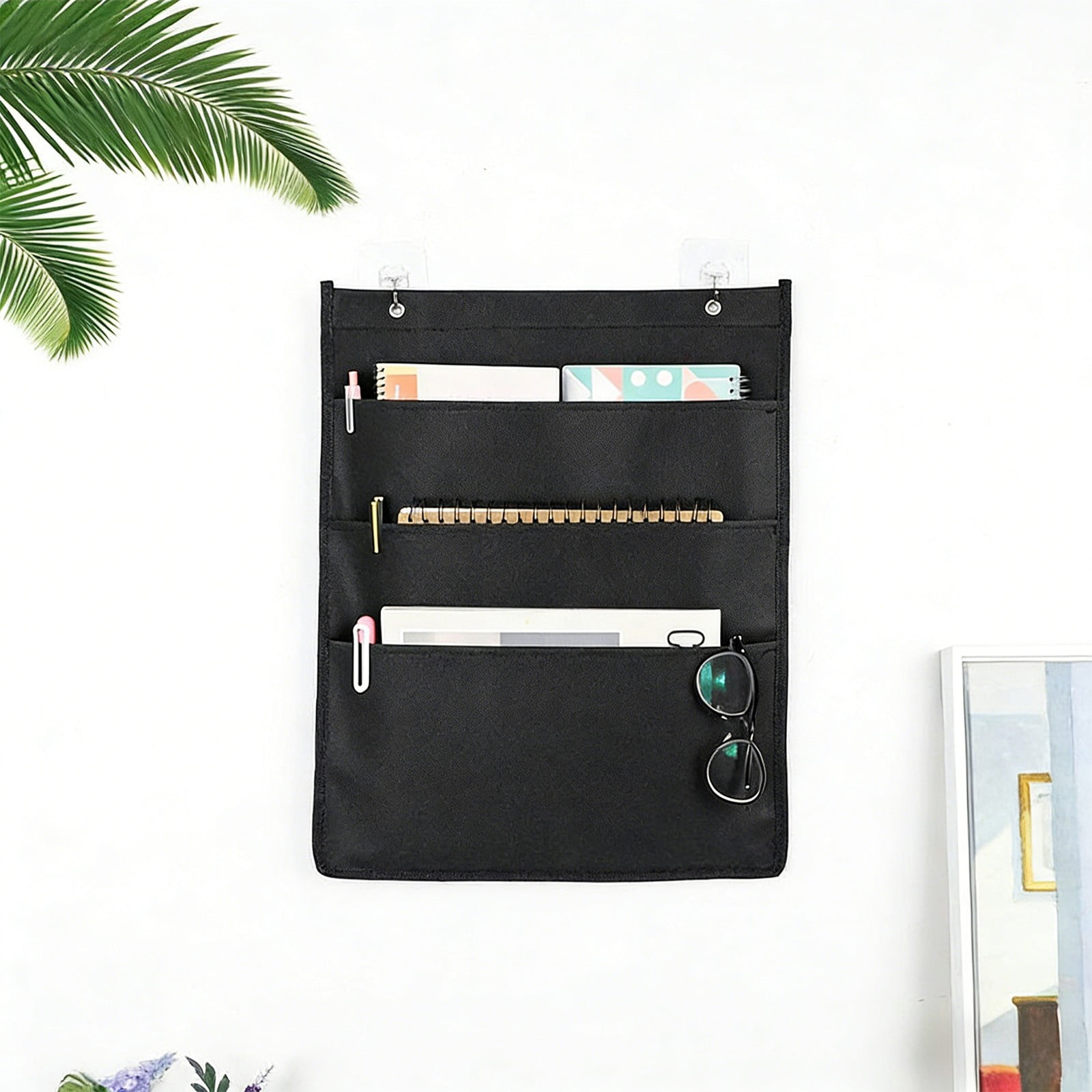 Hanging Wall File Organizer,3 Pocket,Black Wall Storage Pocket Charts ...