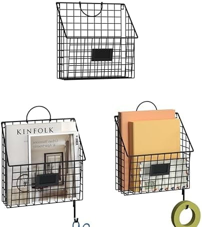 Hanging Wall File Organizer Metal Wall Mounted File Holder Folder with ...