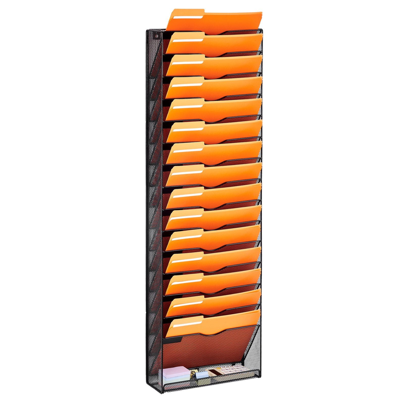 Hanging Wall Files Organizer, 16-Tier Vertical Wall File Holder, Metal ...