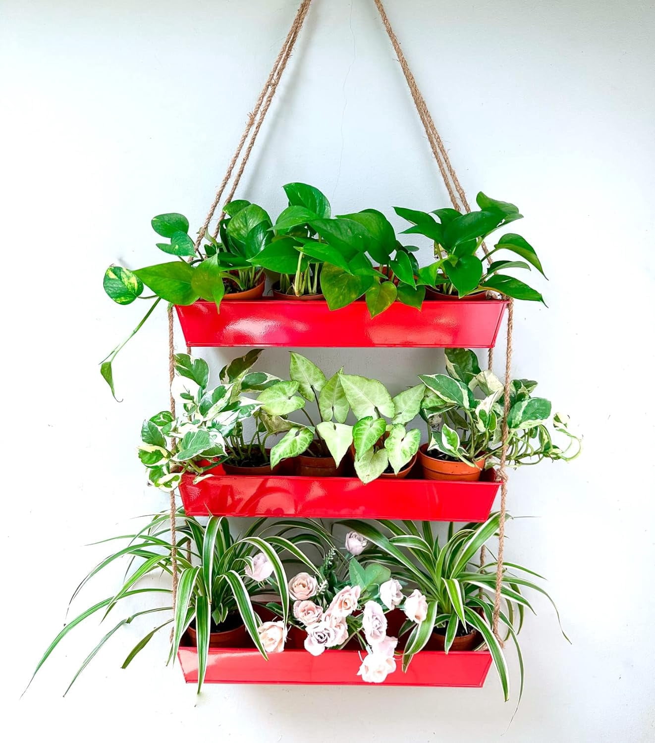 Hanging Wall Planter - 16 Inch Three Tier Plant Hanger for Succulent ...