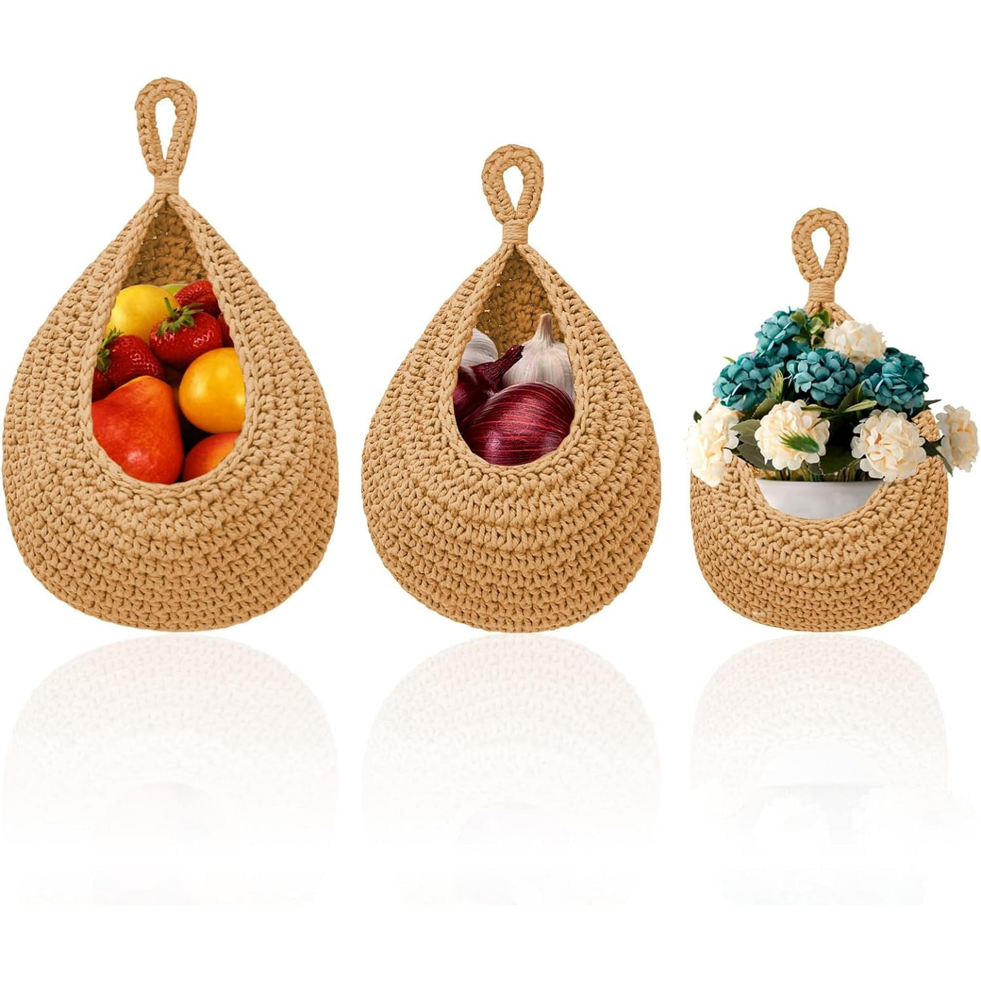 Hanging Wall Vegetable Fruit Baskets, Jute Hanging Basket, Wall ...