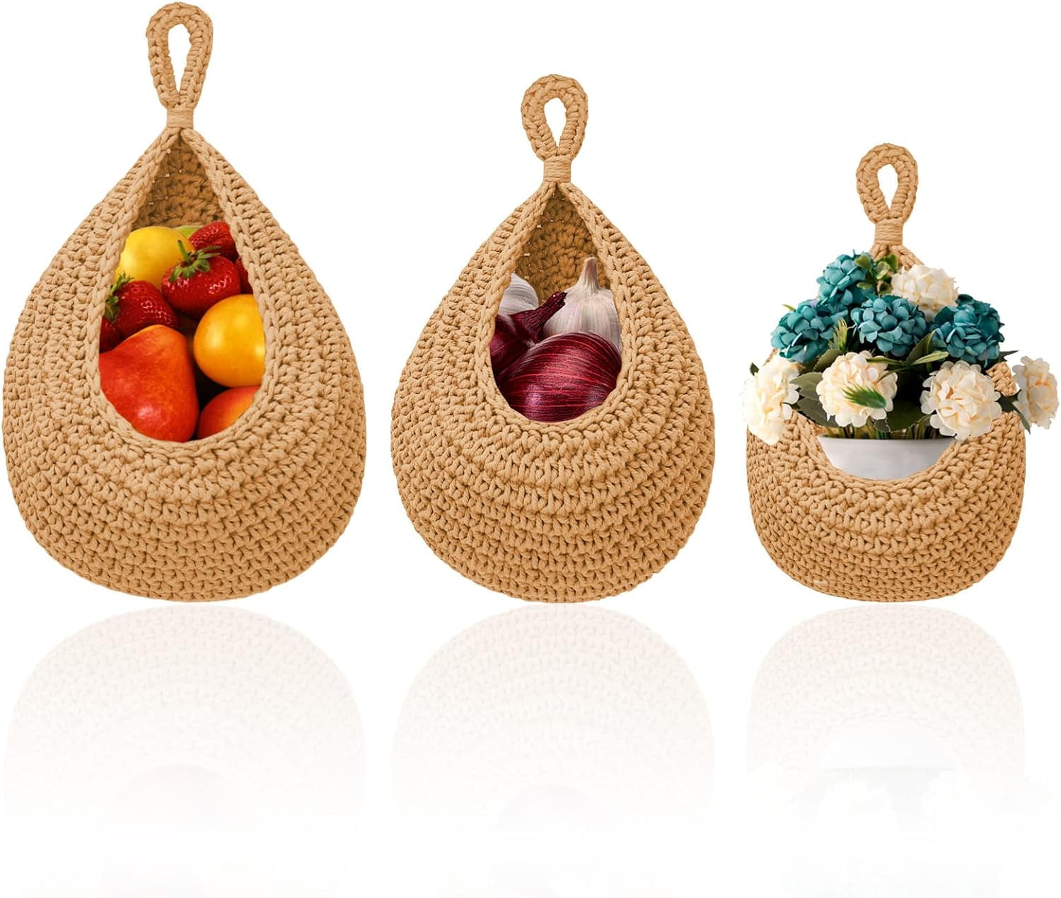 Hanging Wall Vegetable Fruit Baskets, Jute Hanging Basket, Wall ...