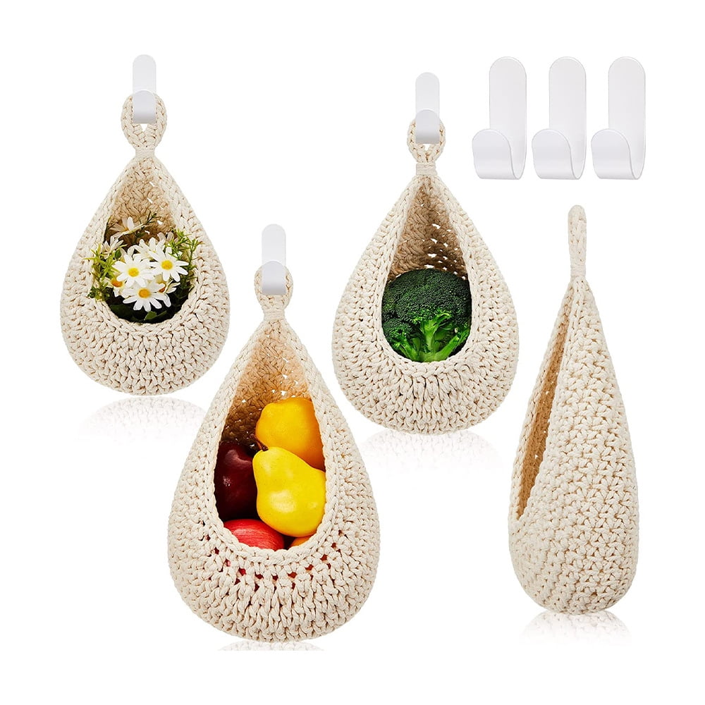 Hanging Wall Vegetable Fruit Baskets Jute Hanging Basket Wall planters ...