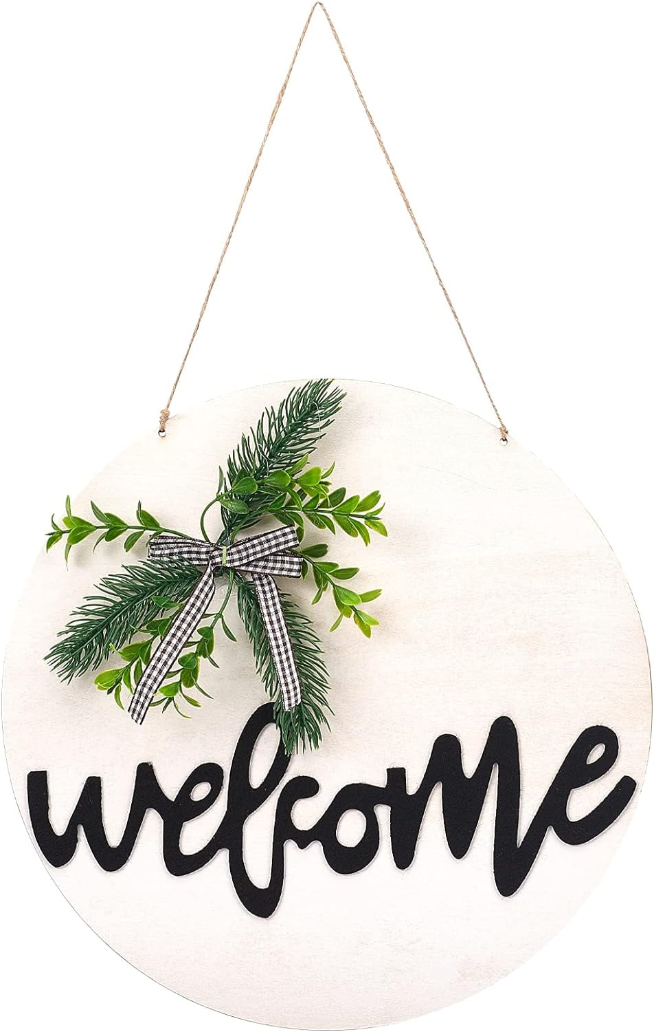 Hanging Welcome Sign Front Door White Round Welcome Door Sign with ...