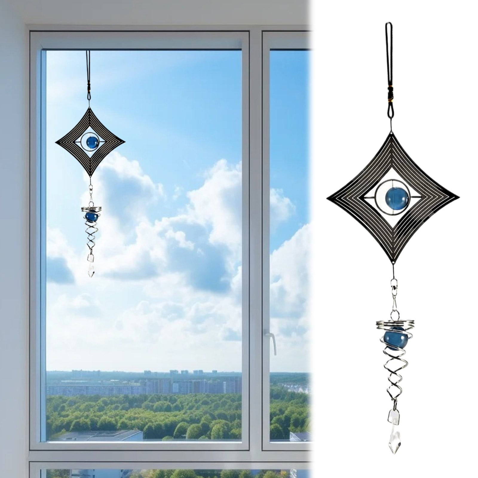 Hanging Wind Chimes Decor D, Rotating Bells for Garden Panel, By Meiiso ...