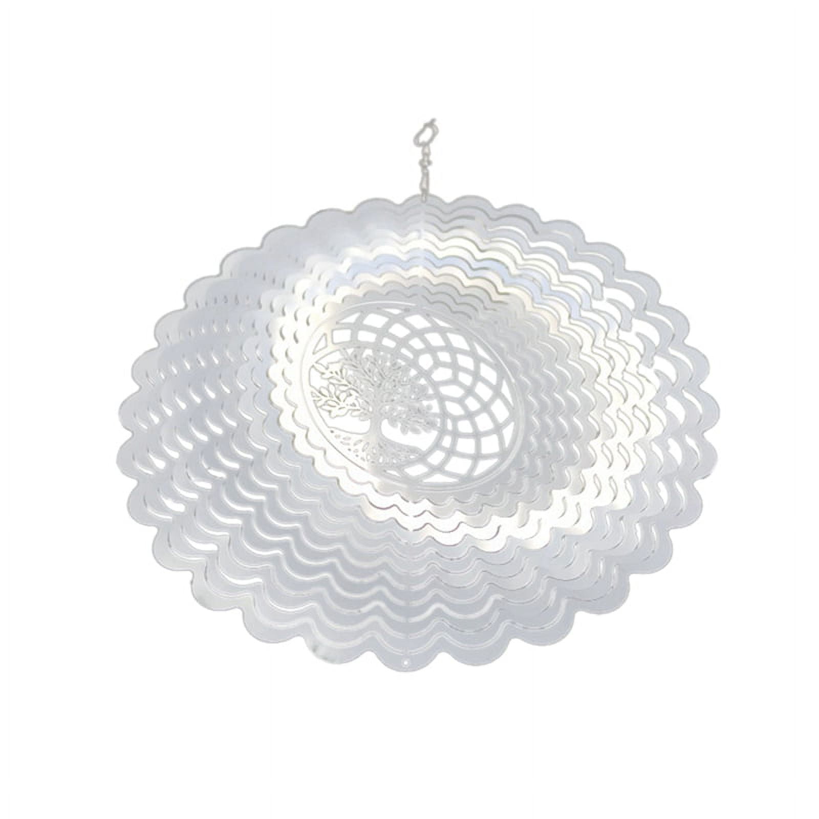 Hanging Wind Spinner Outdoor Metal Decoration Silver 3D Mirror ...