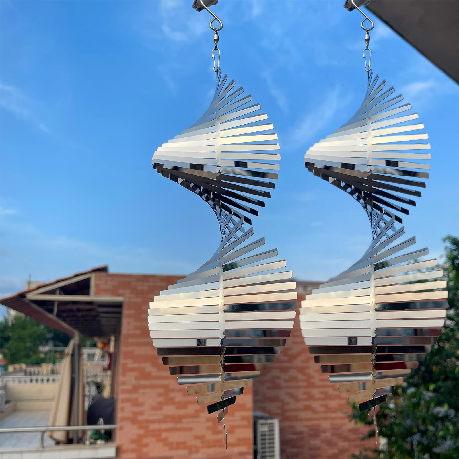 Hanging Wind Spinners,3D Spiral Highly Reflective Stainless Steel Metal ...