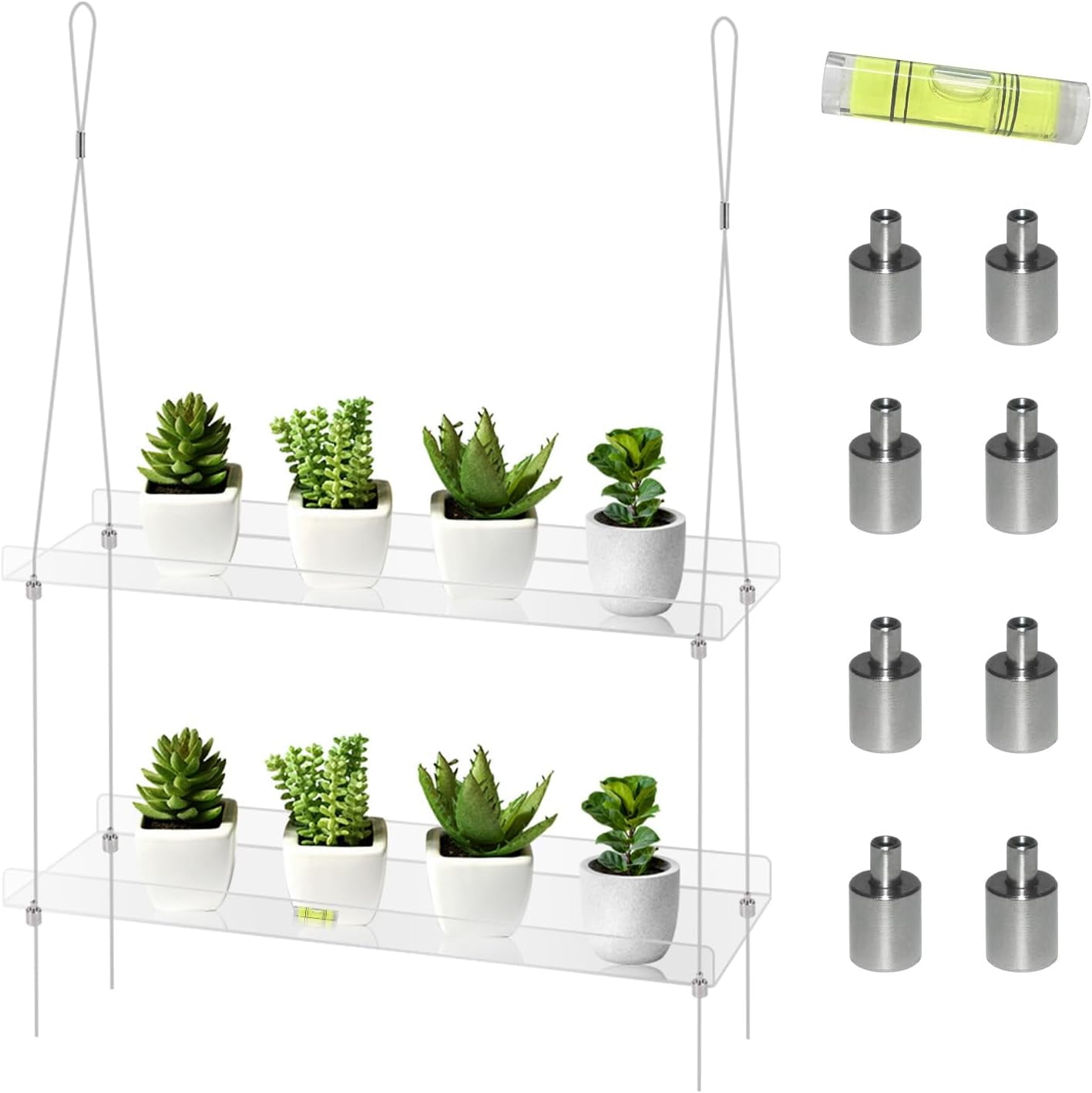 Hanging Window Plant Shelf Clear Acrylic 2 Tier Hanging Plants Stand ...