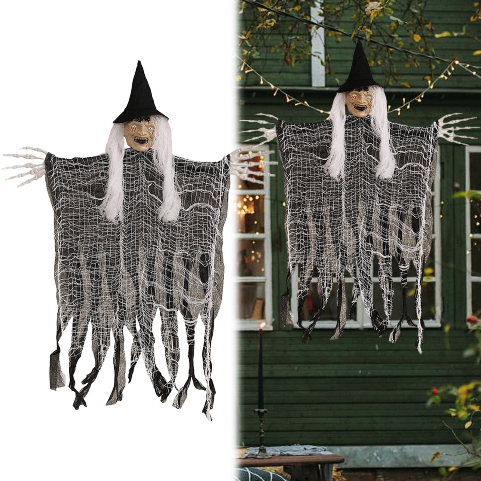 Hanging Witch Halloween Decorations,Spooky Flying Witch Decor Outdoor ...