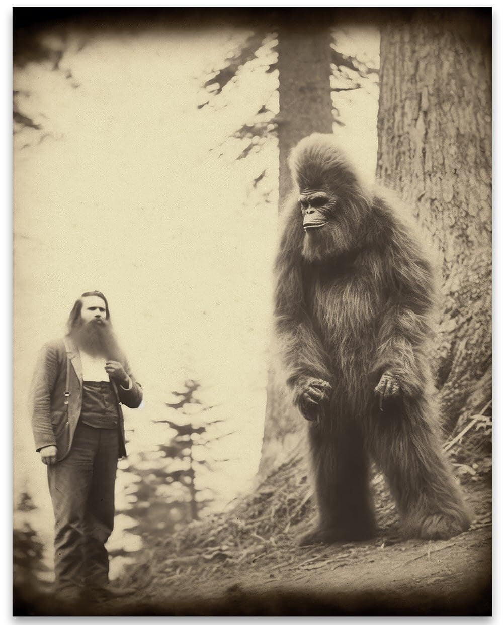 Hanging With Bigfoot Print Vintage-Style Bigfoot Photograph, Old-Timey ...