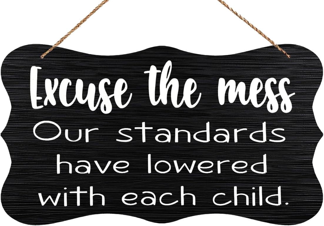 Hanging Wood Sign Excuse The Mess Wood Funny Sign Hanging Wall Art Sign ...