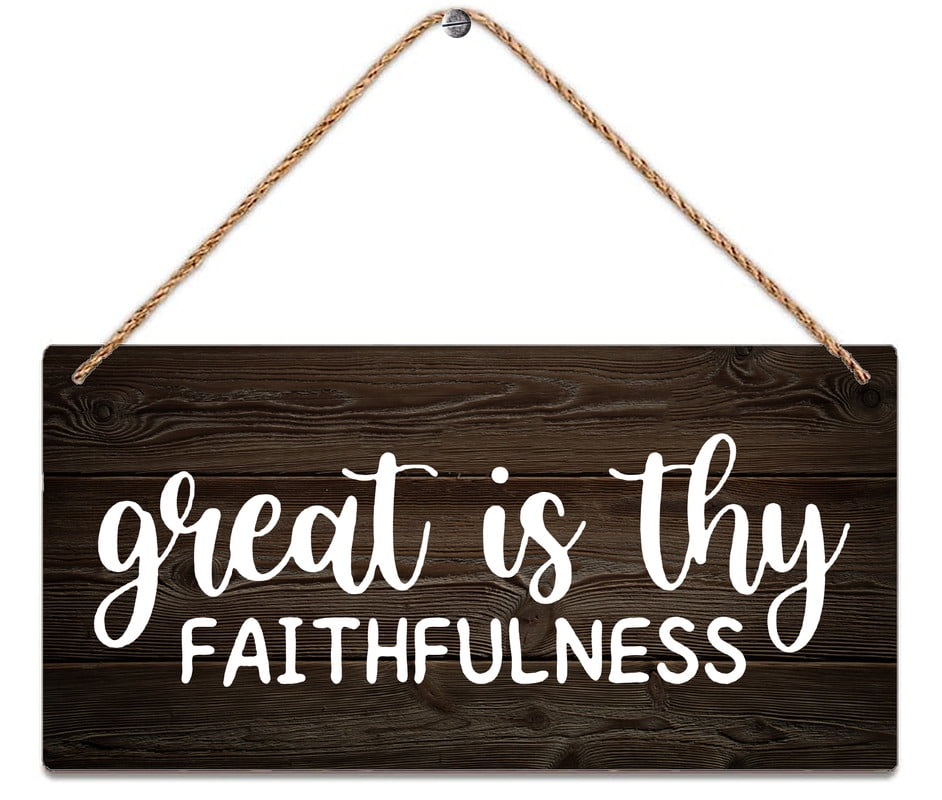 Hanging Wood Sign Great Is Thy Faithfulness Wooden Hanging Sign Print ...