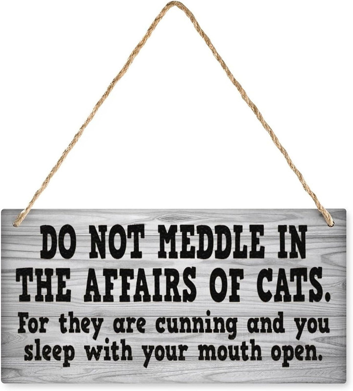Hanging Wood Sign Do Not Meddle In The Affairs Of Cats Wooden Sign ...