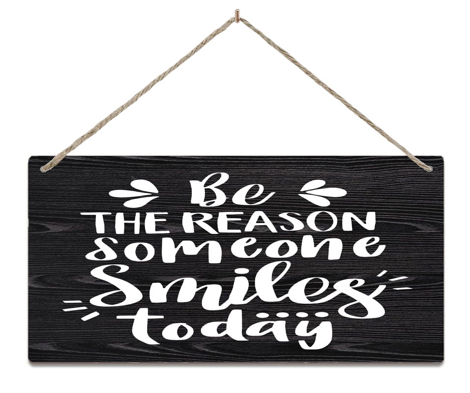 Hanging Wood Sign Smile Sign Happy Sign Self Love Self Care Positive Quote Hanging Plaque For ...
