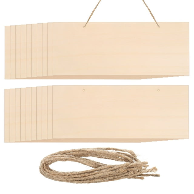 Hanging Wood Sign with Rope, 10"x4" Blank Rectangle Wooden for Painting ...