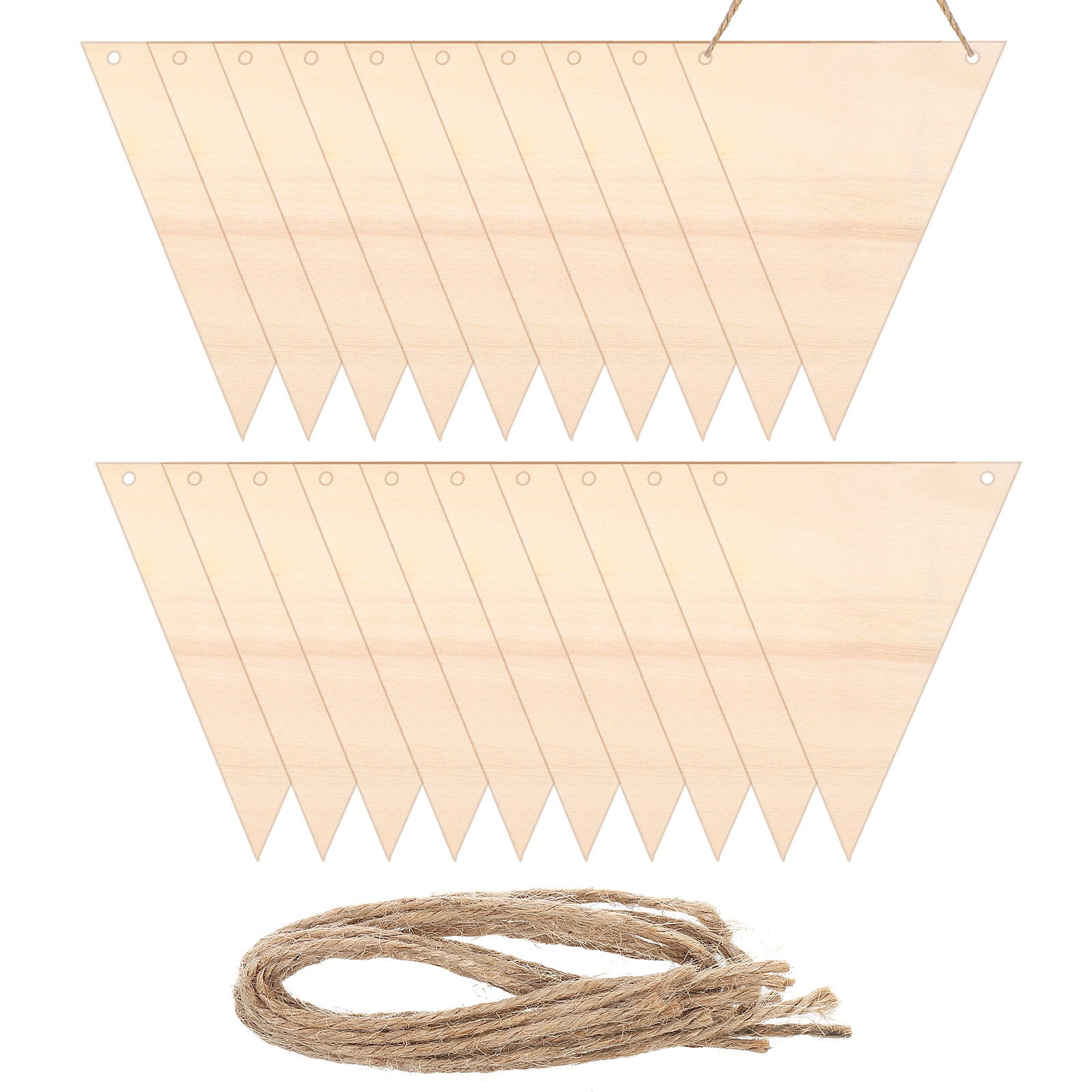 Hanging Wood Sign with Rope, Triangle Shape Wooden Label 4.7"x4" Blank ...