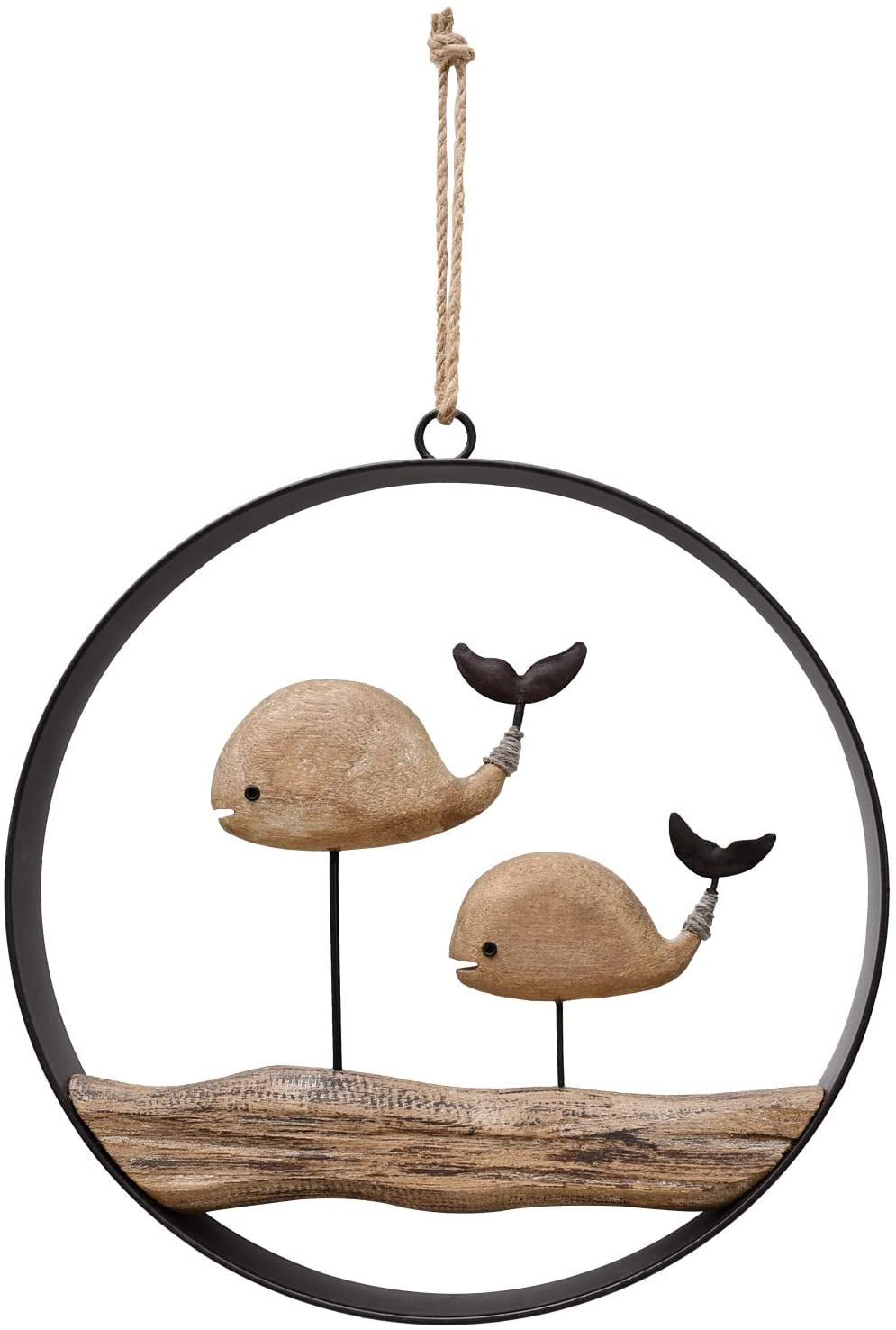 Hanging Wood Whale Decoration for Wall, Rustic Nautical Whale Decor ...