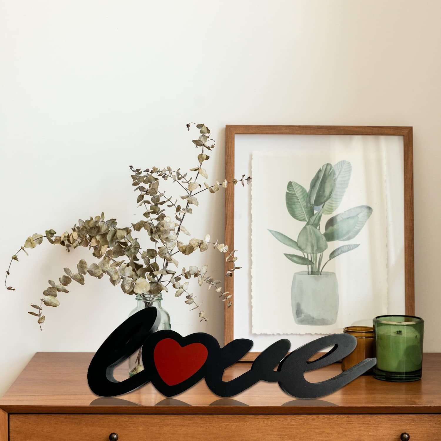 Hanging Wooden Cutout Word Love Sign with Heart Wall Decor Free ...