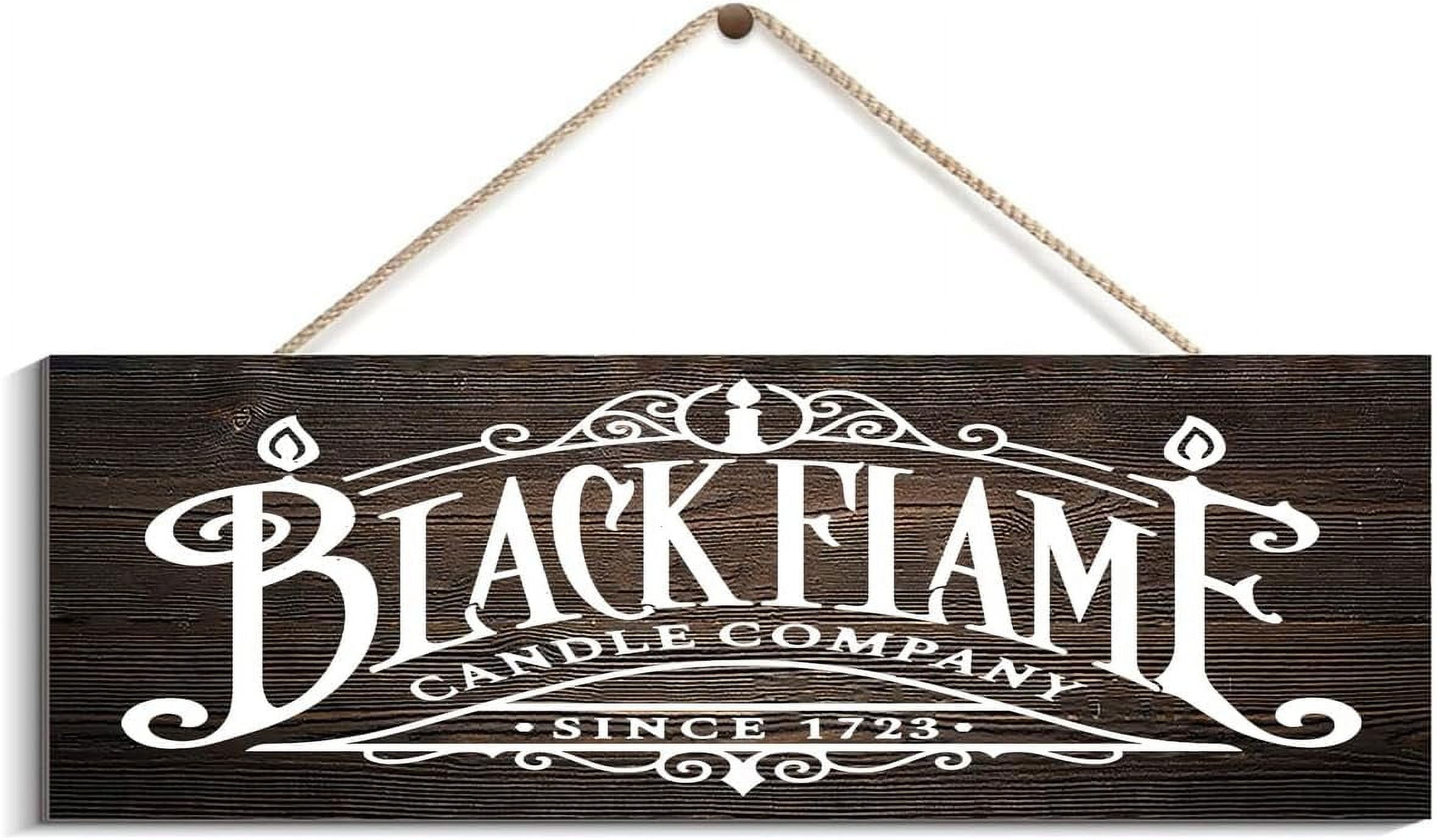 Hanging Wooden Sign Black Flame Candle Company Sign A Halloween Sign ...
