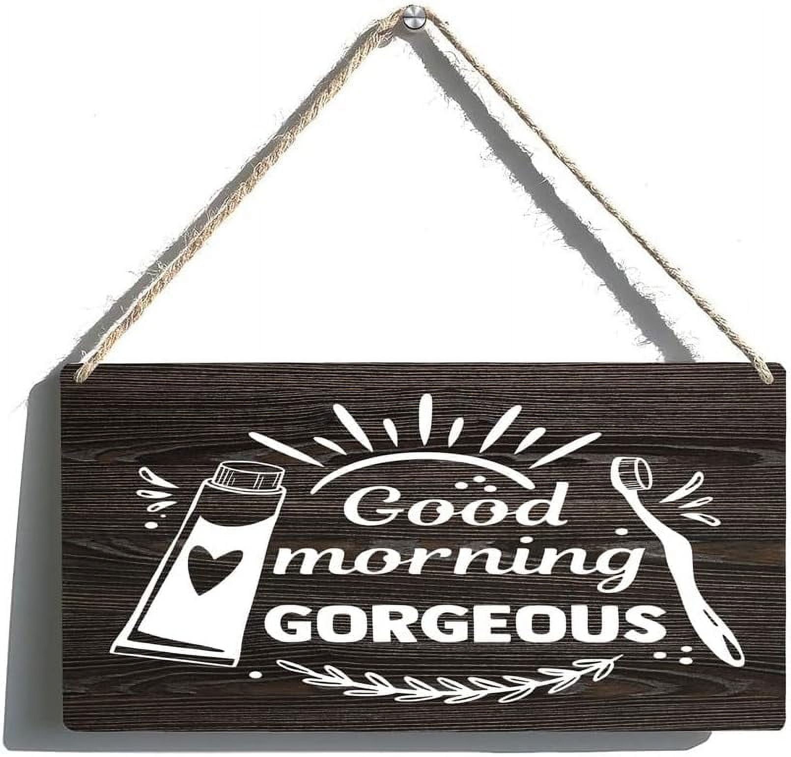 Hanging Wooden Sign Good Morning Gorgeous Wall Art Decor Home Room ...