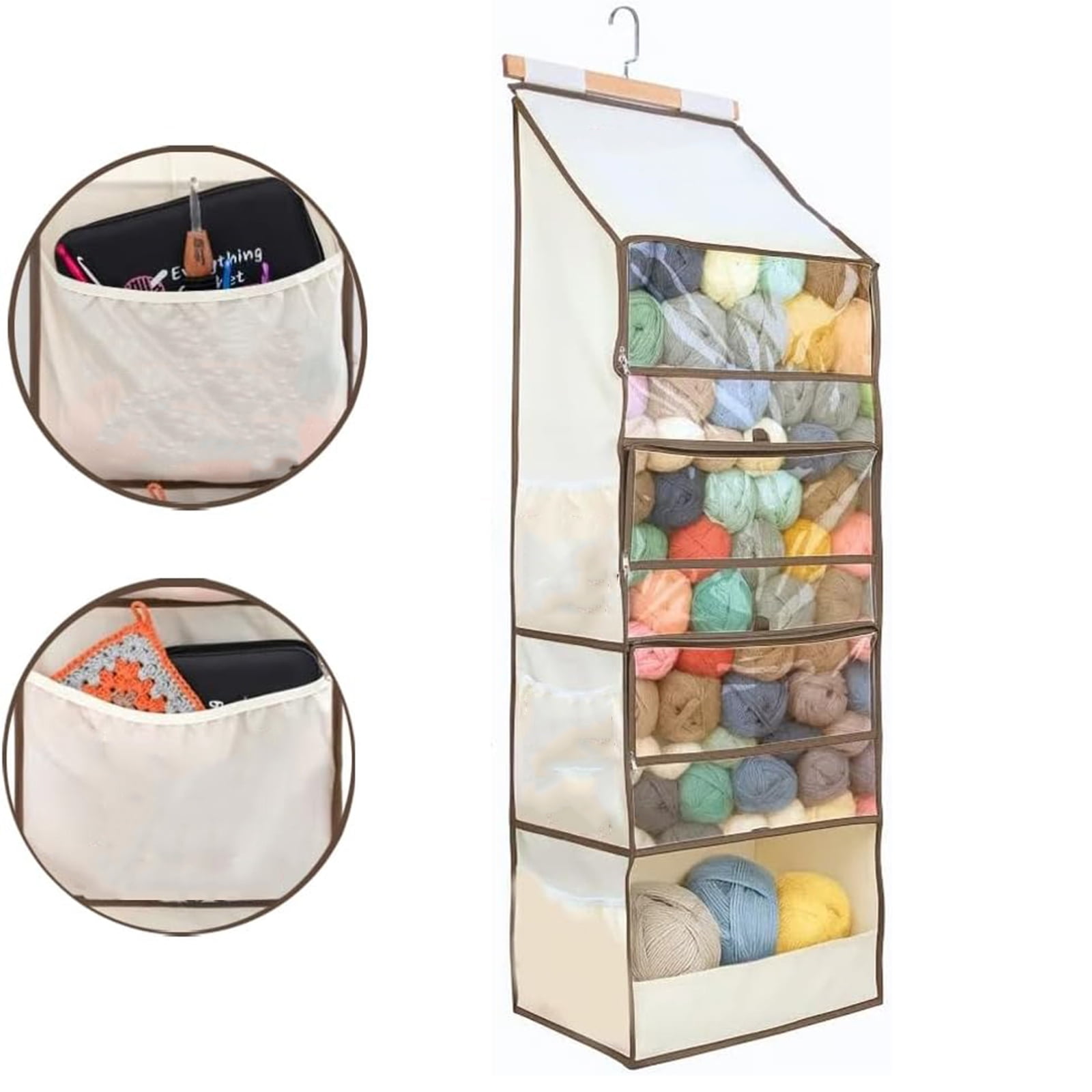Hanging Yarn Storage Organizer, Over The Door Storage w/Large Capacity ...