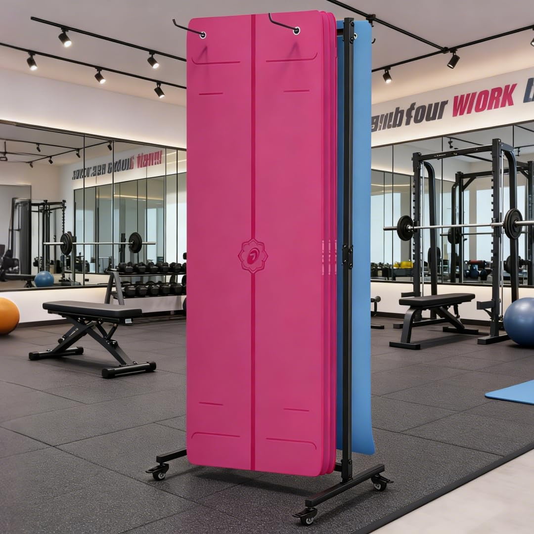 Hanging Yoga Mat Holder, Metal Double Sided Yoga Mats Storage Cart on ...