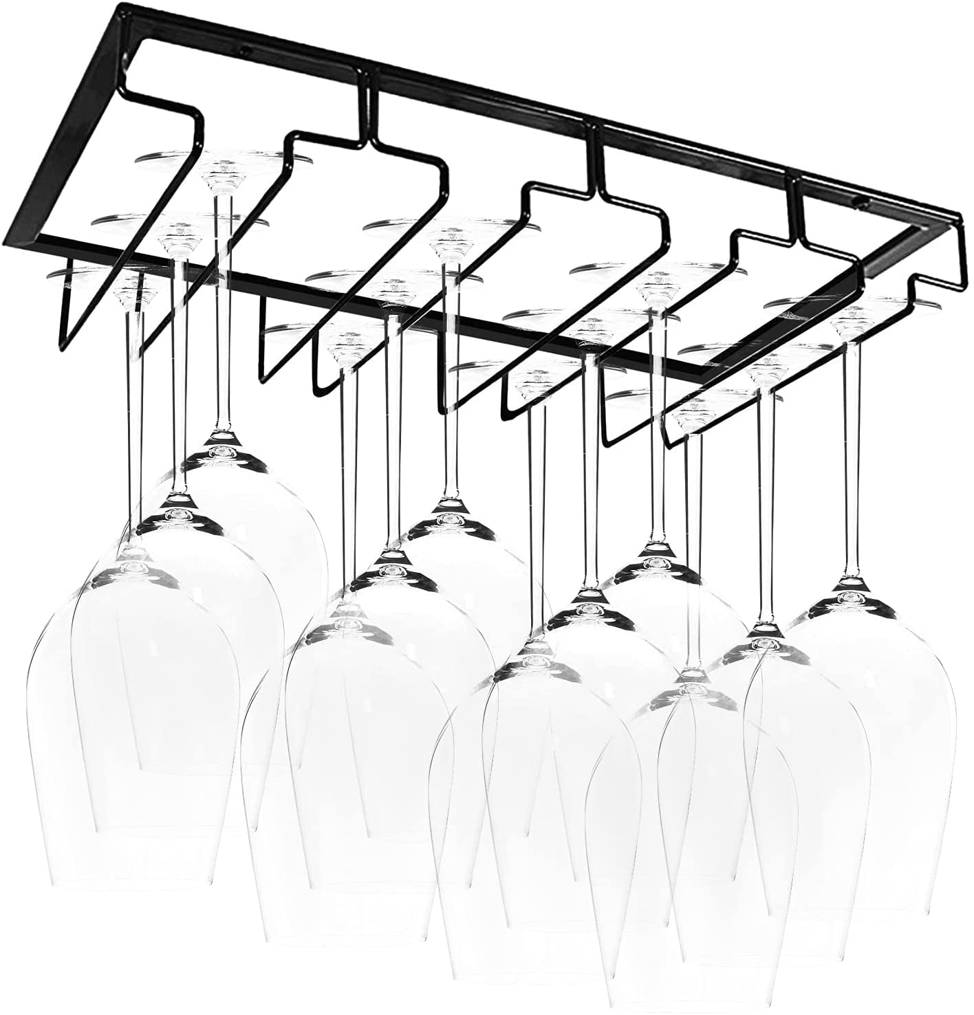 Hanging glass rack-wine glass rack with 4 rails, for 8-12 glasses, 40 x ...