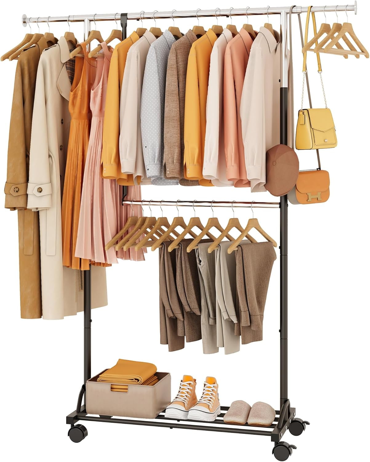 Hanging racks for clothes Rack with Wheels Garment racks for hanging ...