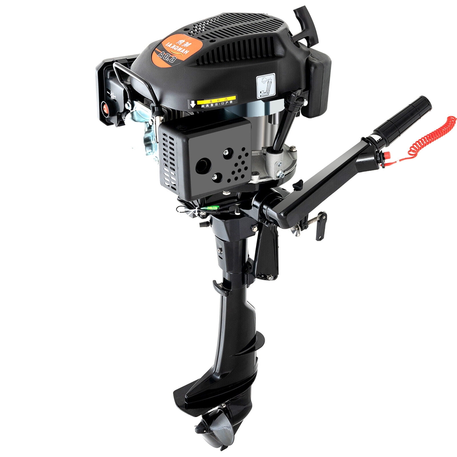 4-Stroke 6HP Aluminum Outboard Motor,140CC,4-15km/h Speed,Manual Start ...