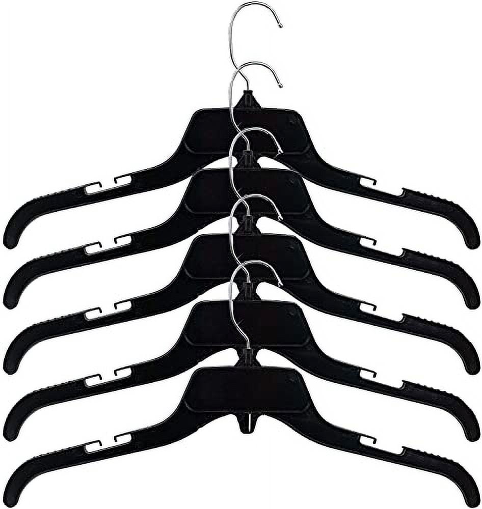 Hangon Recycled Plastic with Notches Shirt Hangers, 17 Inch, Black, 100 ...